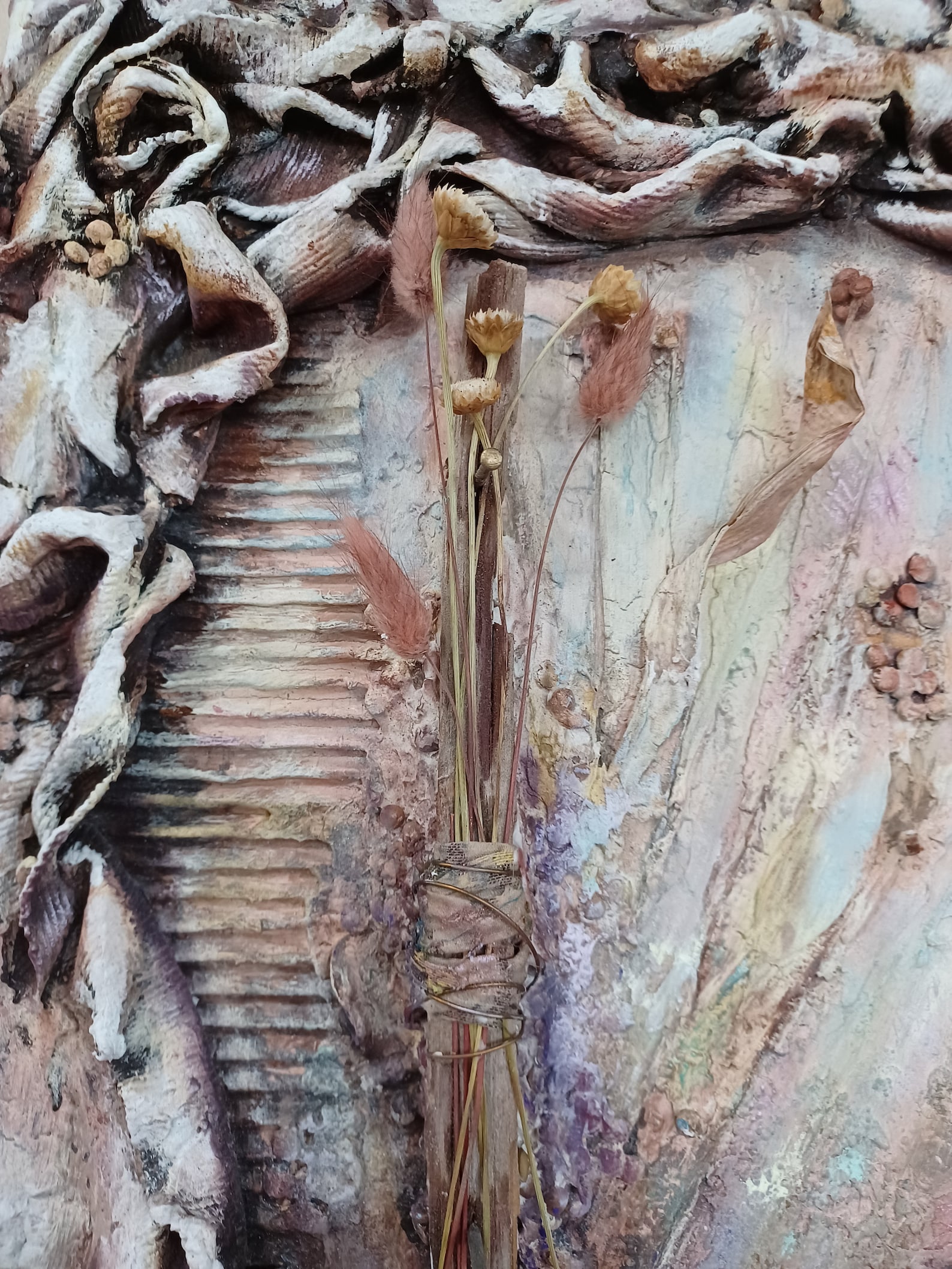 Textured Fabric Wall Art, 12 16, Dried Flower Texture Art, 3D Texture ...