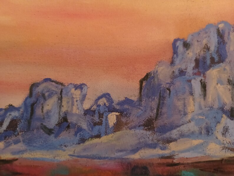 Organ Mountains Original Pastel Painting, 9.5 12, Fine Art ...