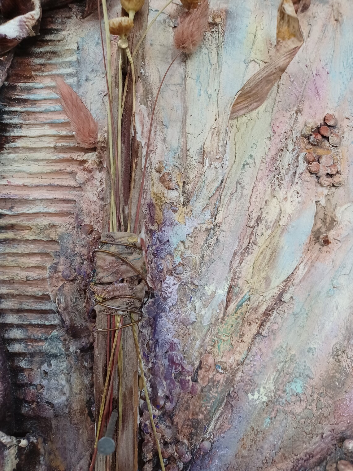 Textured Fabric Wall Art, 12 16, Dried Flower Texture Art, 3D Texture ...