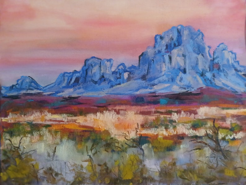 Organ Mountains Original Pastel Painting, 9.5 12, Fine Art ...