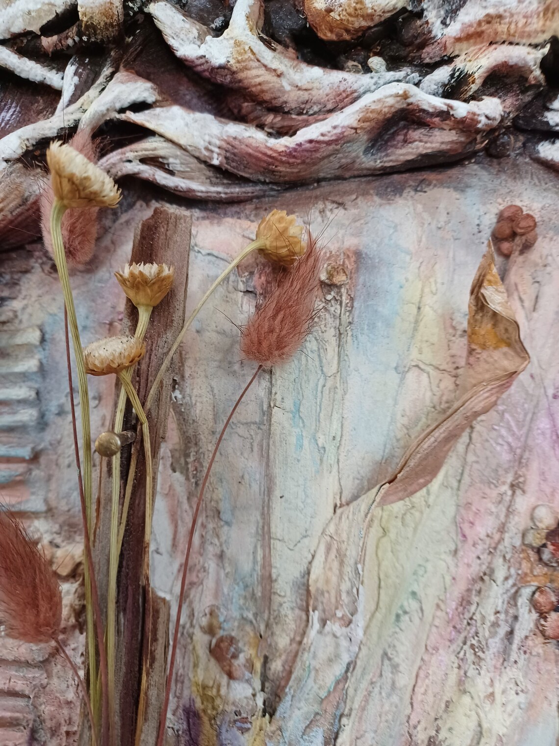 Textured Fabric Wall Art, 12 16, Dried Flower Texture Art, 3D Texture ...