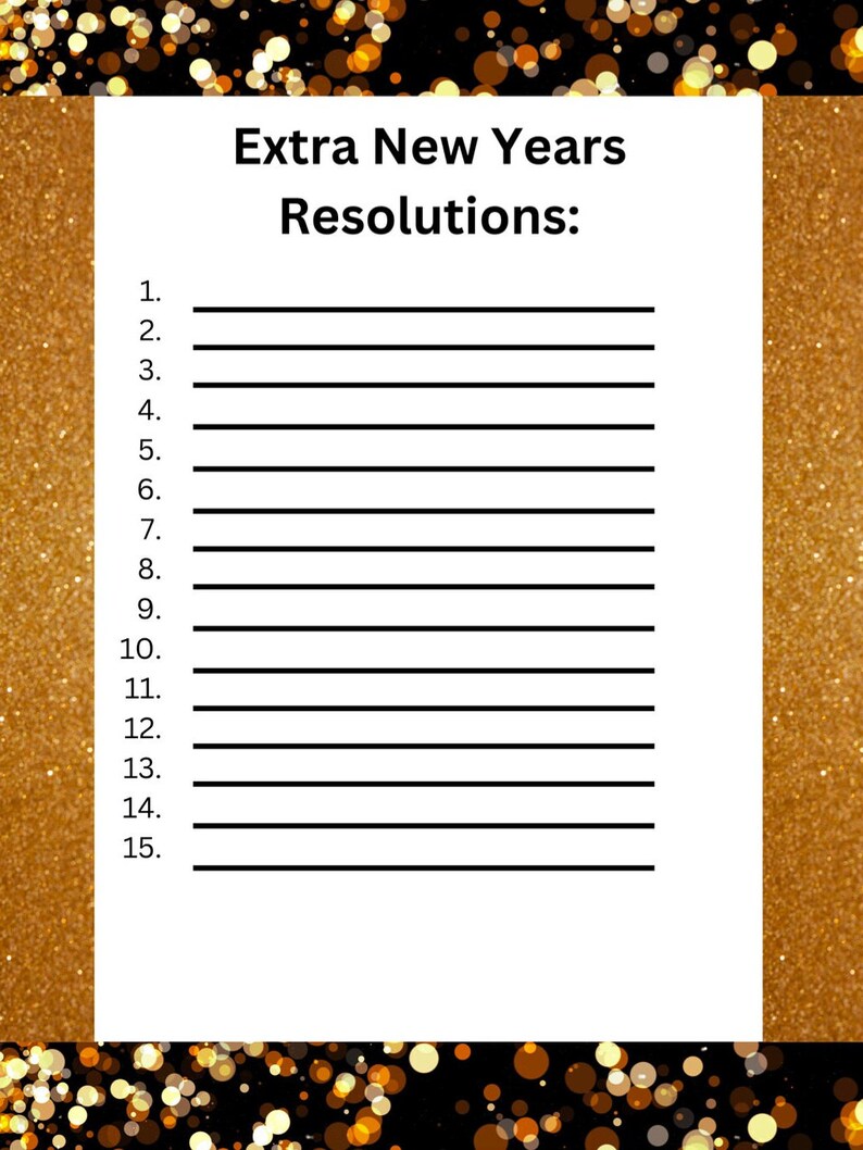 Digital Downloadable New Years Goals, Digital Downloadable New Year ...