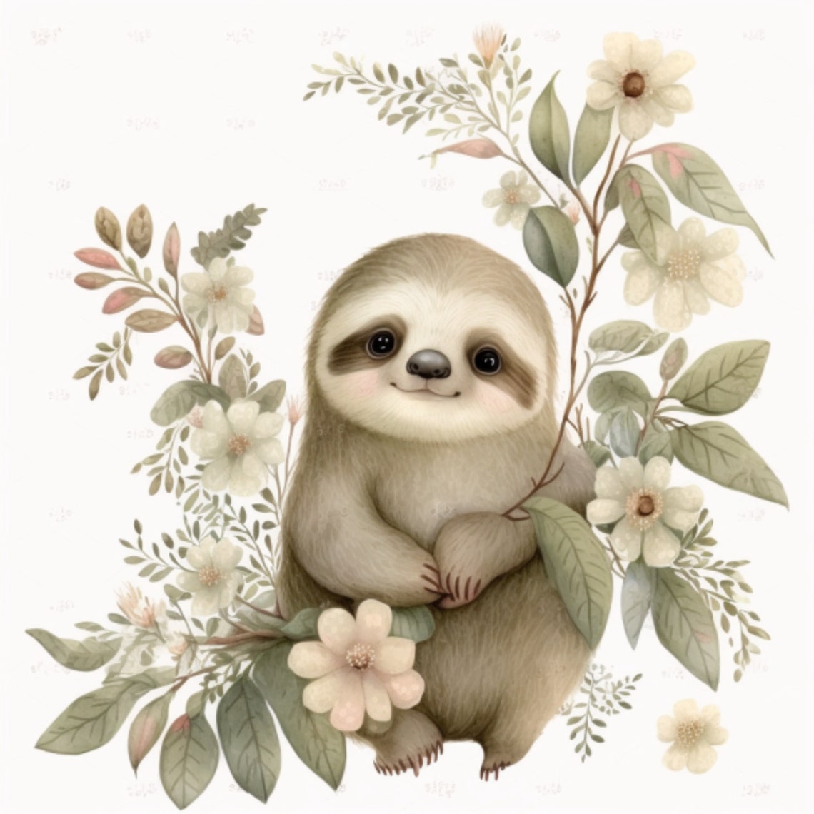 Bundle of Watercolor Baby Sloth Clipart. Instant Download These Cute ...