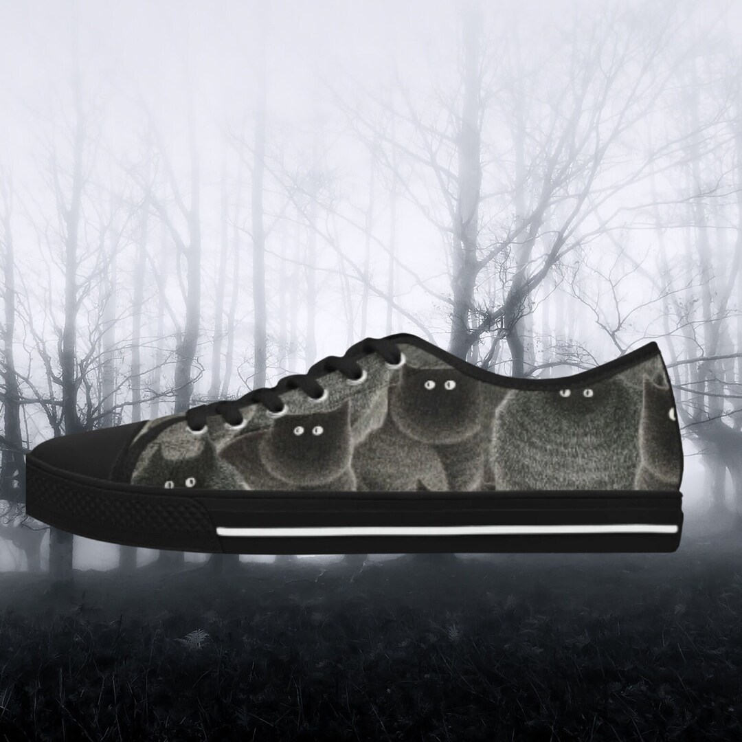 Black Cat Women's Low Top Sneakers, Love Black Cats Shoes, Scary ...