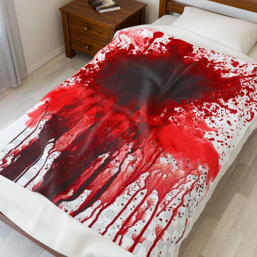 Bloody Splatter Crime Scene Velveteen Plush Blanket, Gothic Dark Design ...