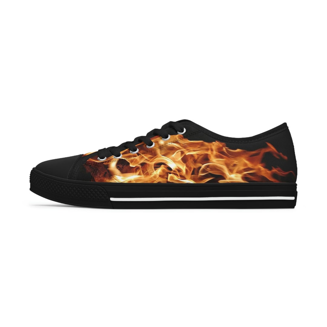 Gothic Style Fire & Flames Women Sneakers - Burning Inferno Low Top ...