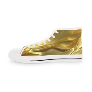 Gold Satin Money Print High Top Sneakers: Luxury Designer Shoes - Etsy