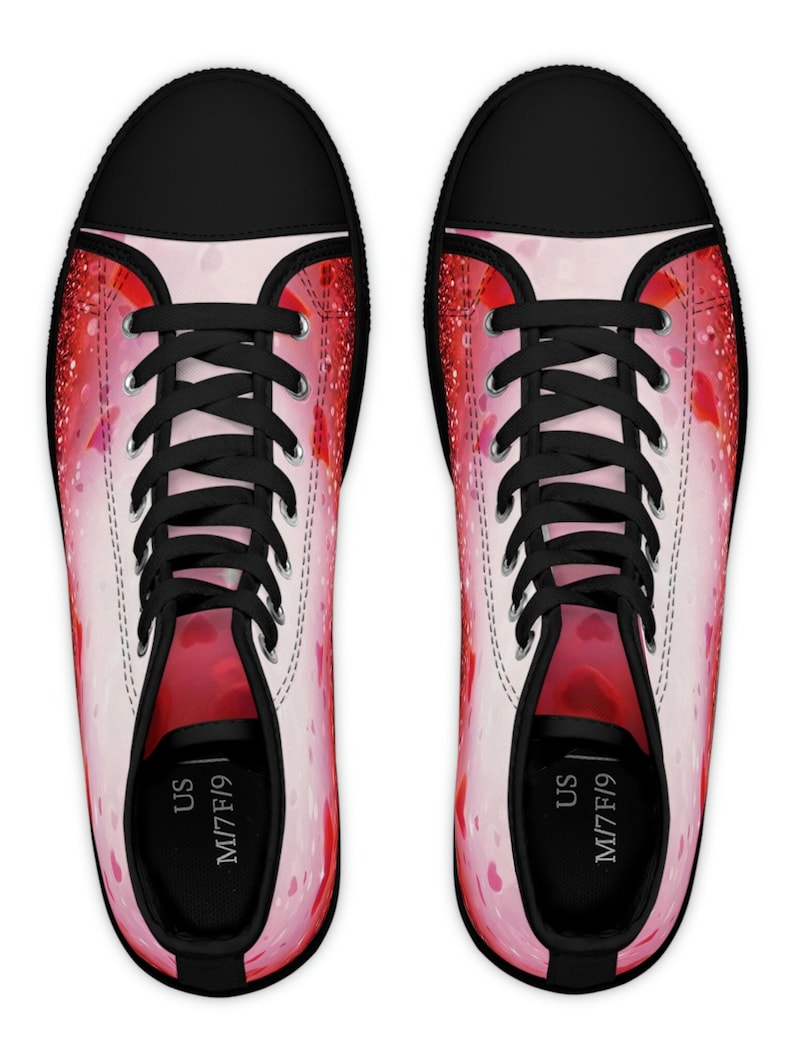 Valentine's Gift Hearts Hi Tops Women's Red and Pink Canvas High Top ...