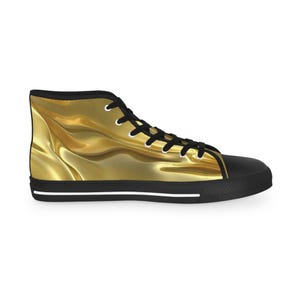 Gold Satin Money Print High Top Sneakers: Luxury Designer Shoes - Etsy