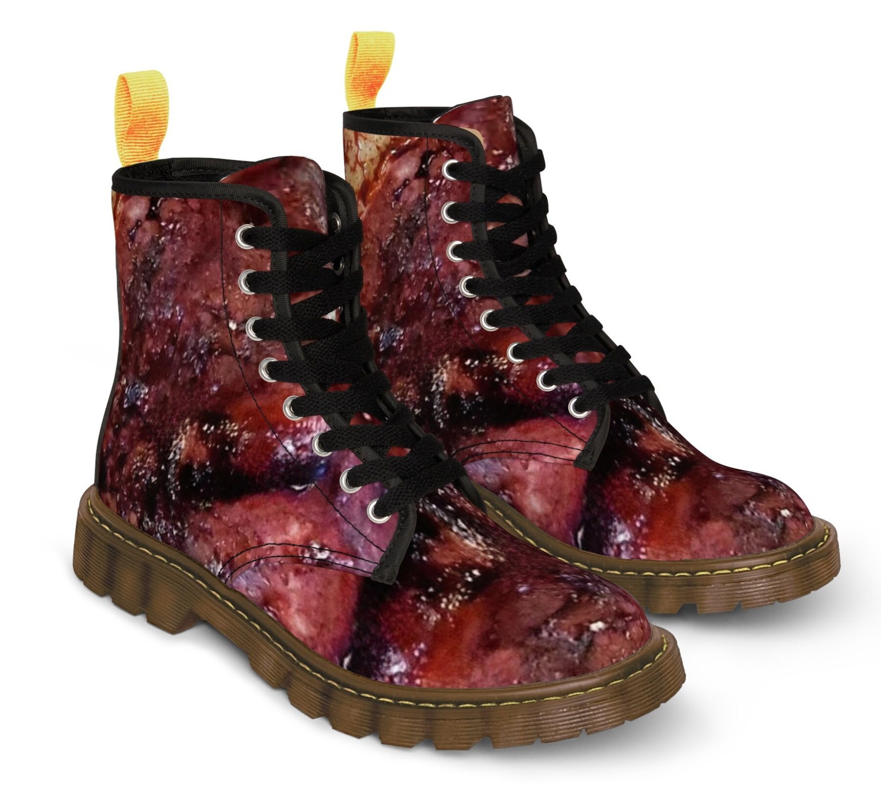 Zombie Rotten Flesh Canvas Boots Women's Burned Body Chunky Military ...