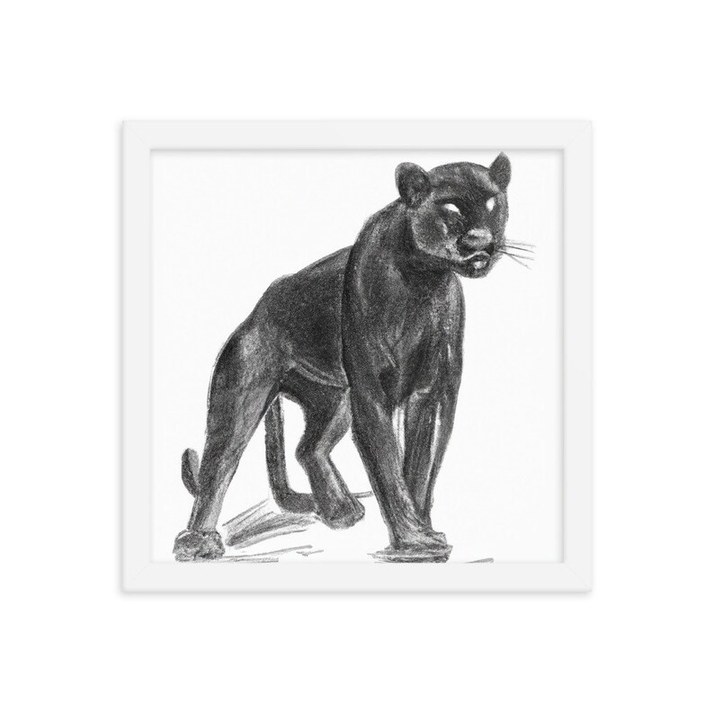 Black Panther/ Puma Pencil Sketch Wall Art Framed Photo - Etsy