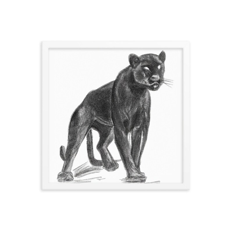 Black Panther/ Puma Pencil Sketch Wall Art - Framed Photo Paper Poster ...