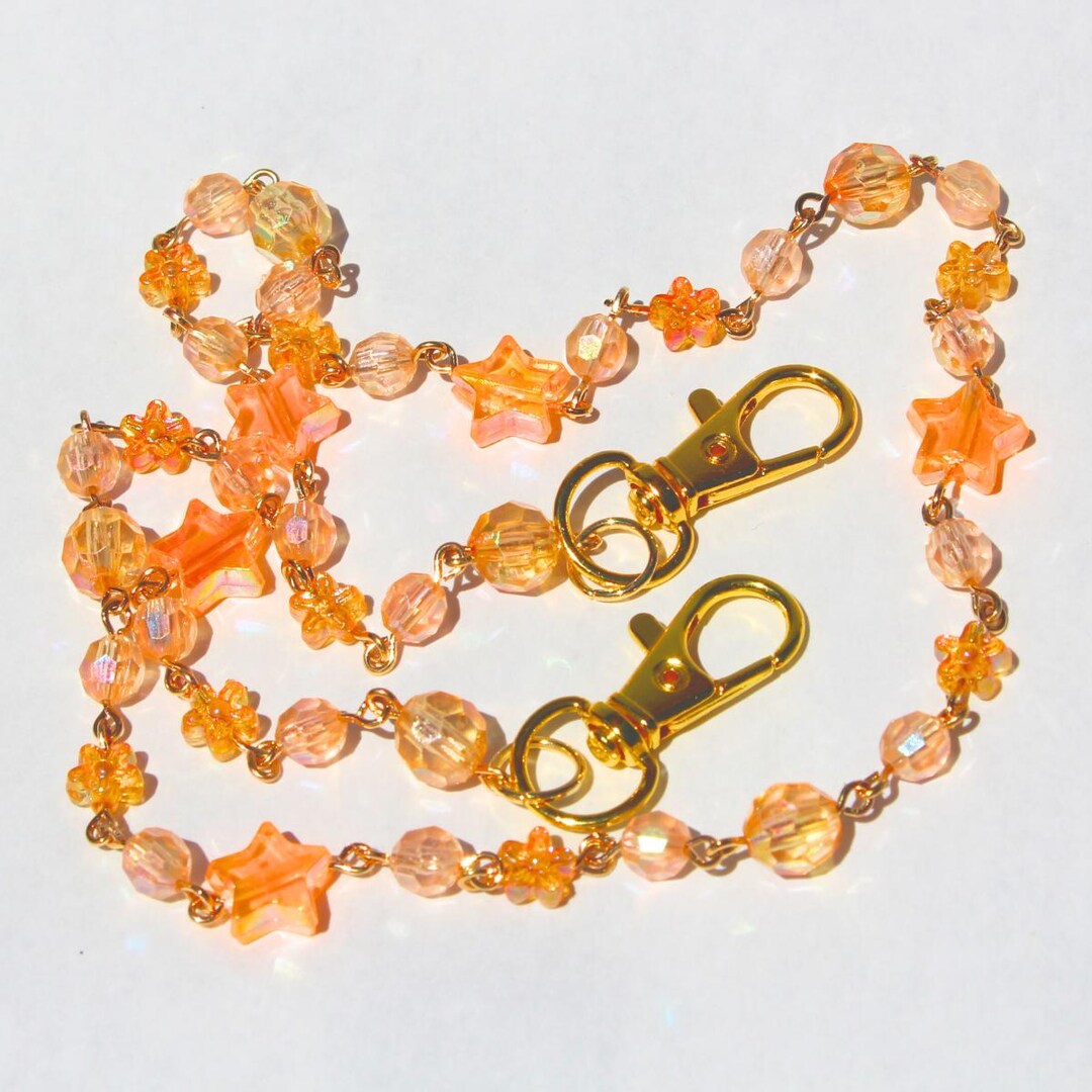 Orange Celestial Beaded Bag Chain: Fairycore Purse Keychain - Etsy