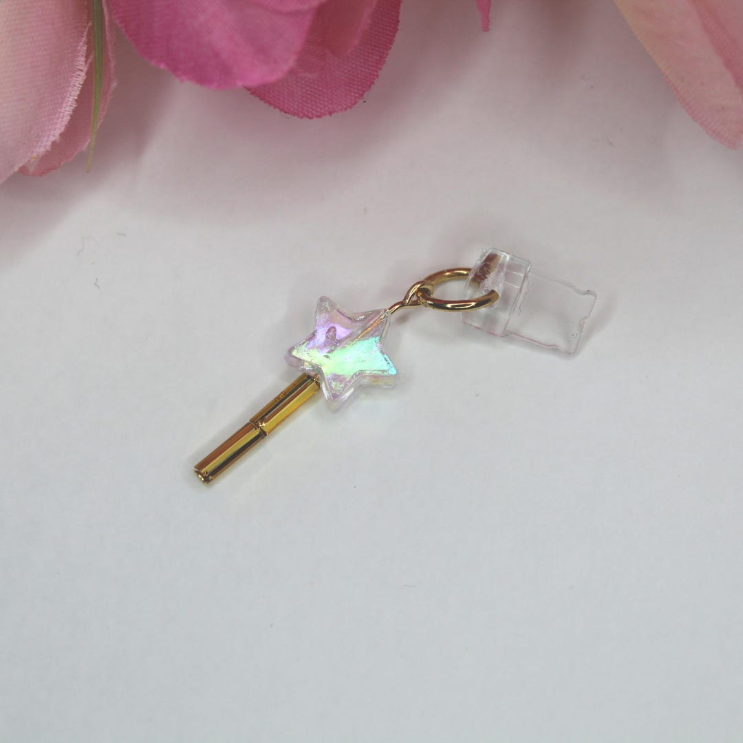 Iridescent Star Wand Phone Charm: Kawaii Dust Plug - Etsy
