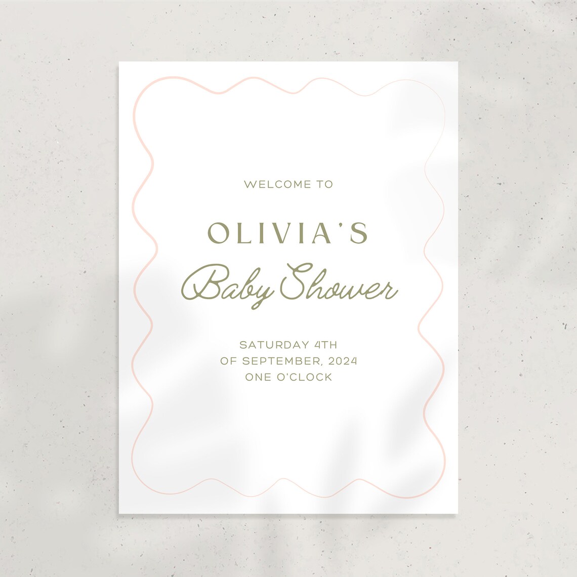 Olivia Baby Shower Welcome Sign Template Wavy Modern Wedding - Etsy