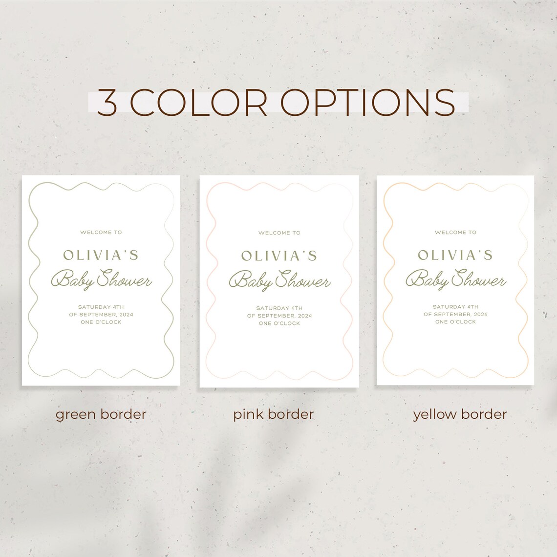 Olivia Baby Shower Welcome Sign Template | Wavy Modern Wedding ...