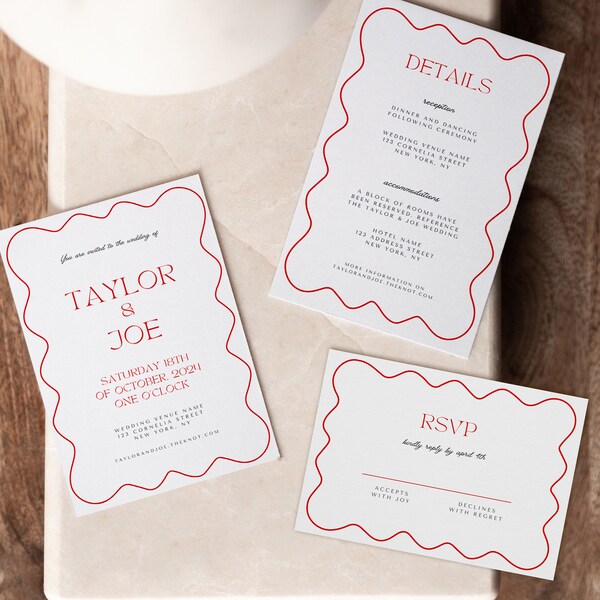 Wavy Wedding Invitation - Etsy