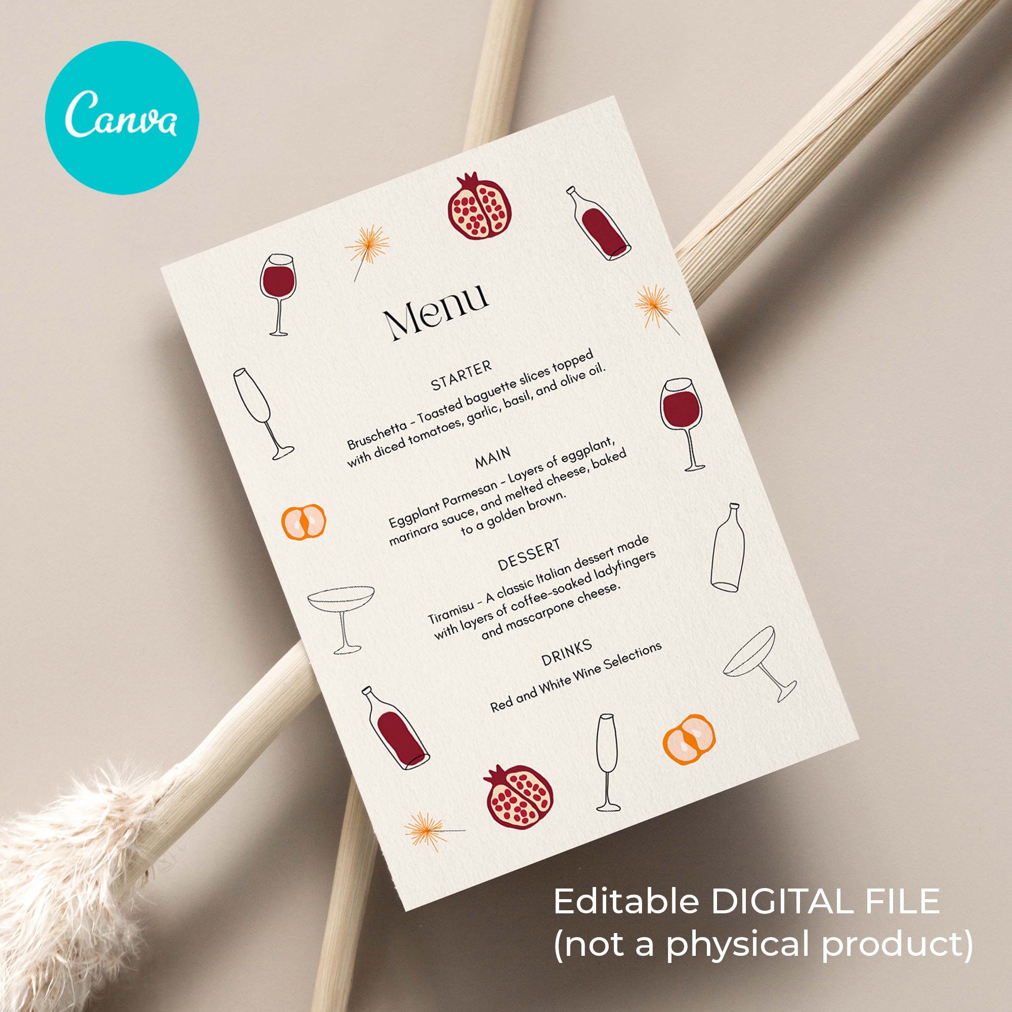 Illustrated Menu and Invitation | Hand-drawn | Friendsgiving Birthday ...