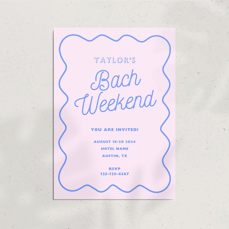 Billie Party Bachelorette Invitation & Itinerary Template Wavy Scallop ...