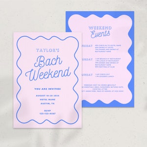 Billie Party Bachelorette Invitation & Itinerary Template | Wavy ...