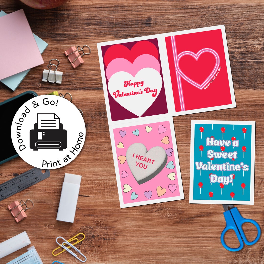 Valentines Day Cards Print at Home Digital Download - Etsy