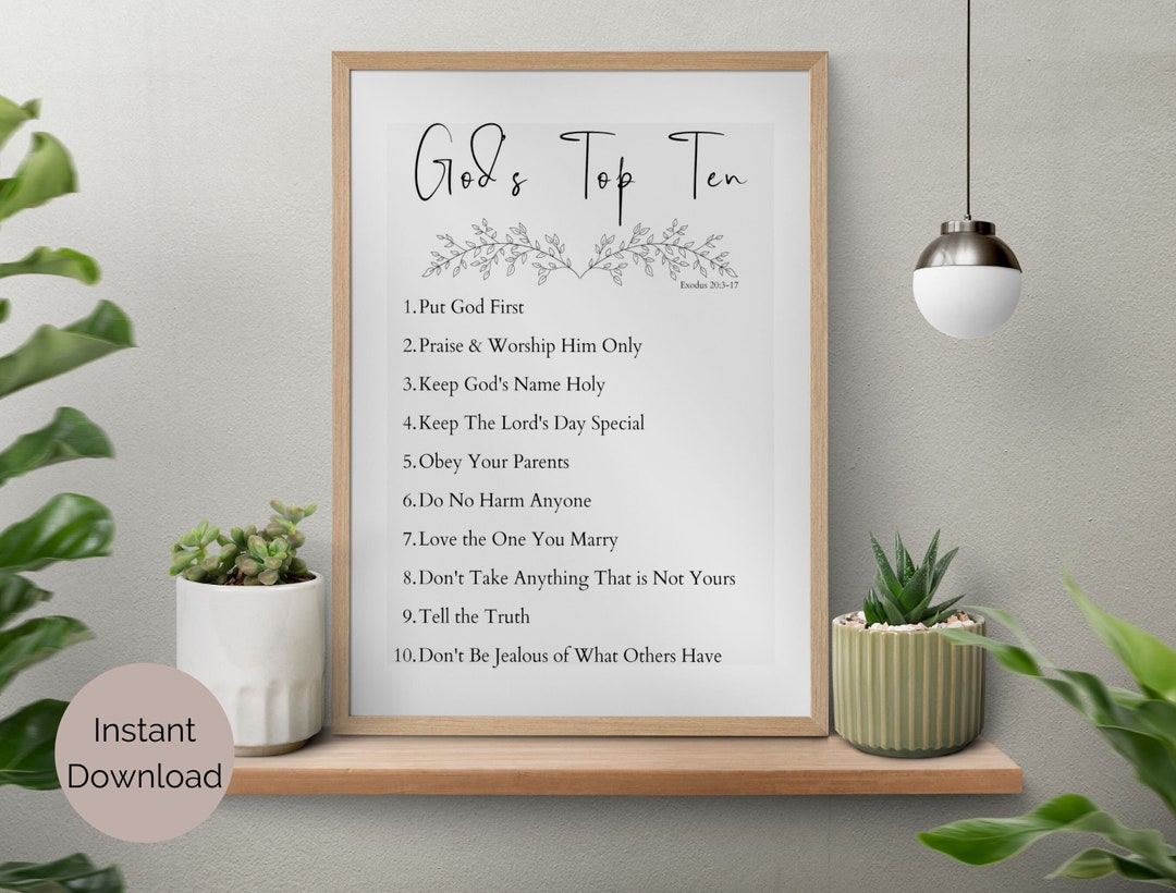 God's Top Ten Commandments Bible Wall Decor Religious Wall Art ...