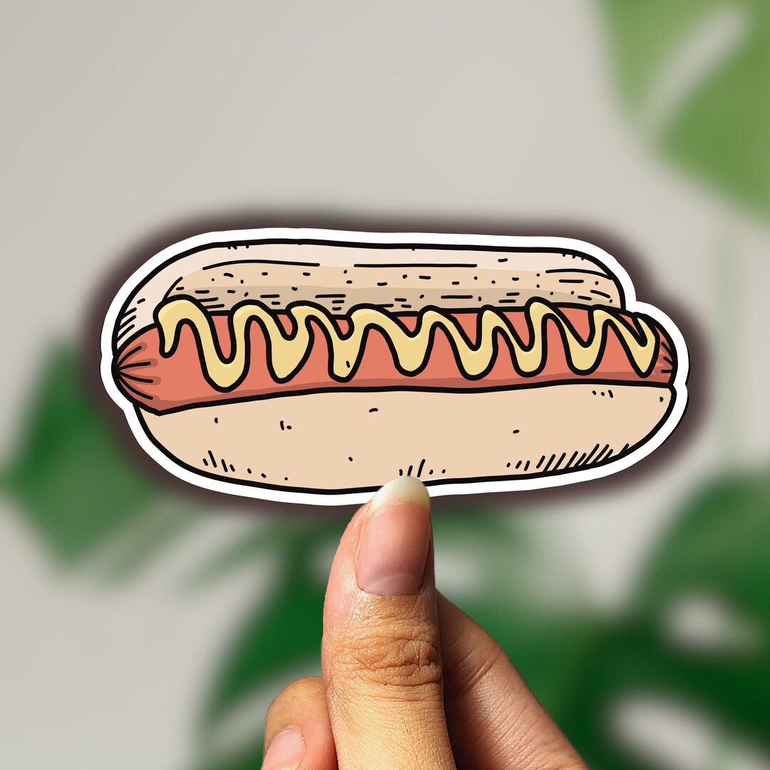 Hot Dog | Weiner | Food | Mustard | Water Resistant Sticker | Die Cut ...