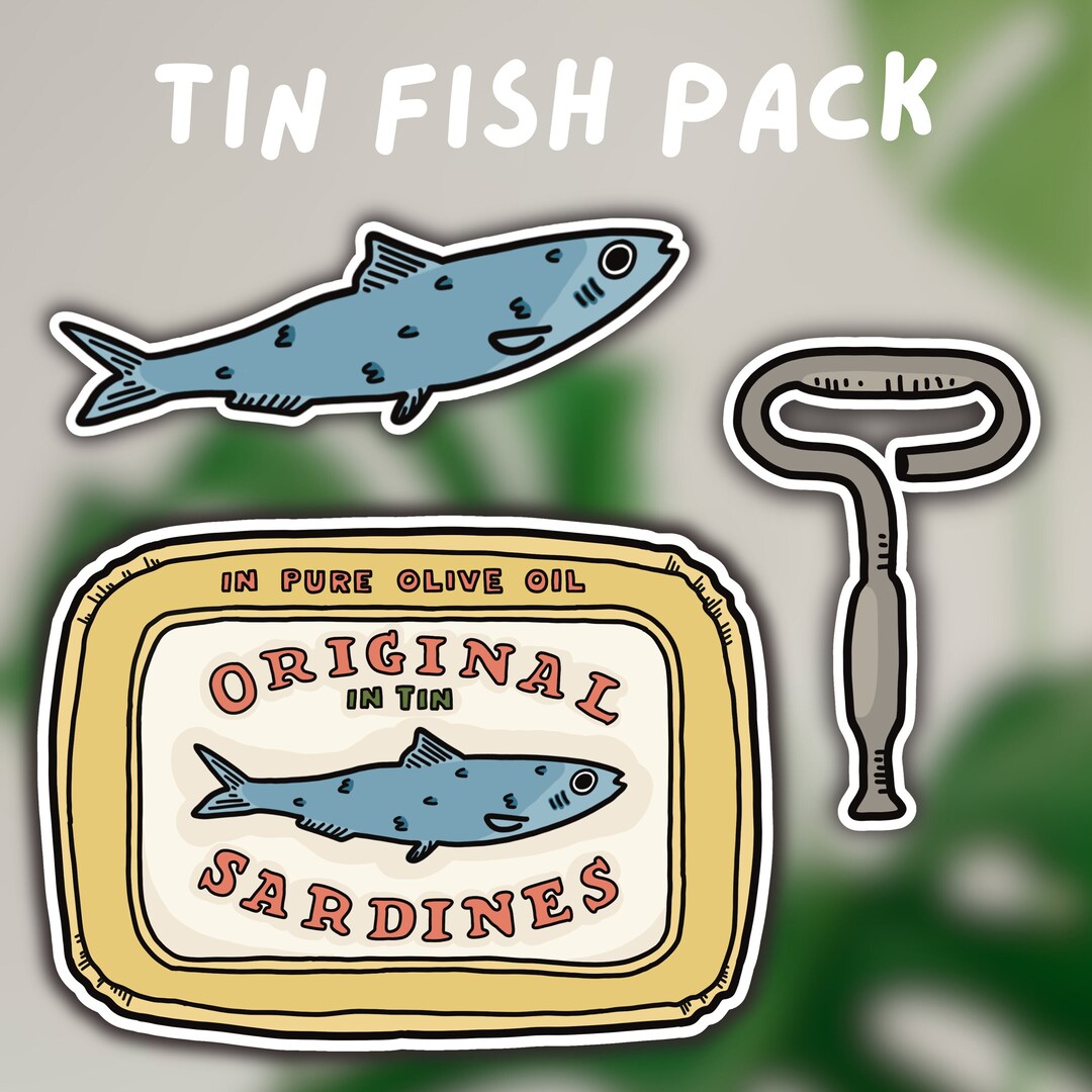 Tin Fish Sardines Trendy Tiktok Water Resistant Sticker Die Cut ...