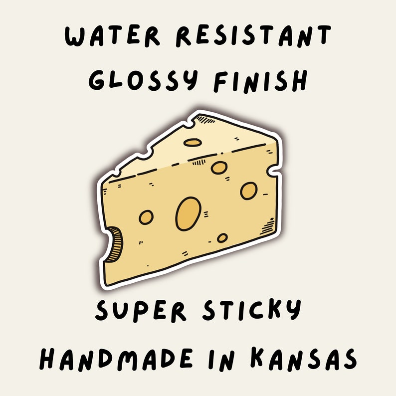 Cheese | Cheddar | American Food | Water Resistant Sticker | Die Cut ...