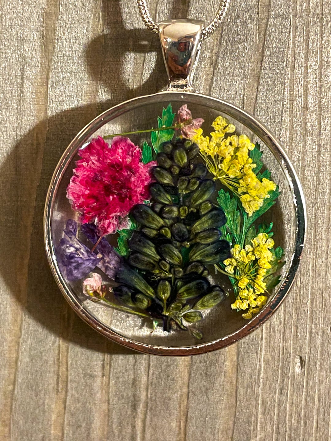 Floral Terrarium Jewelry, Botanical Necklace, Pressed Flower Pendant ...