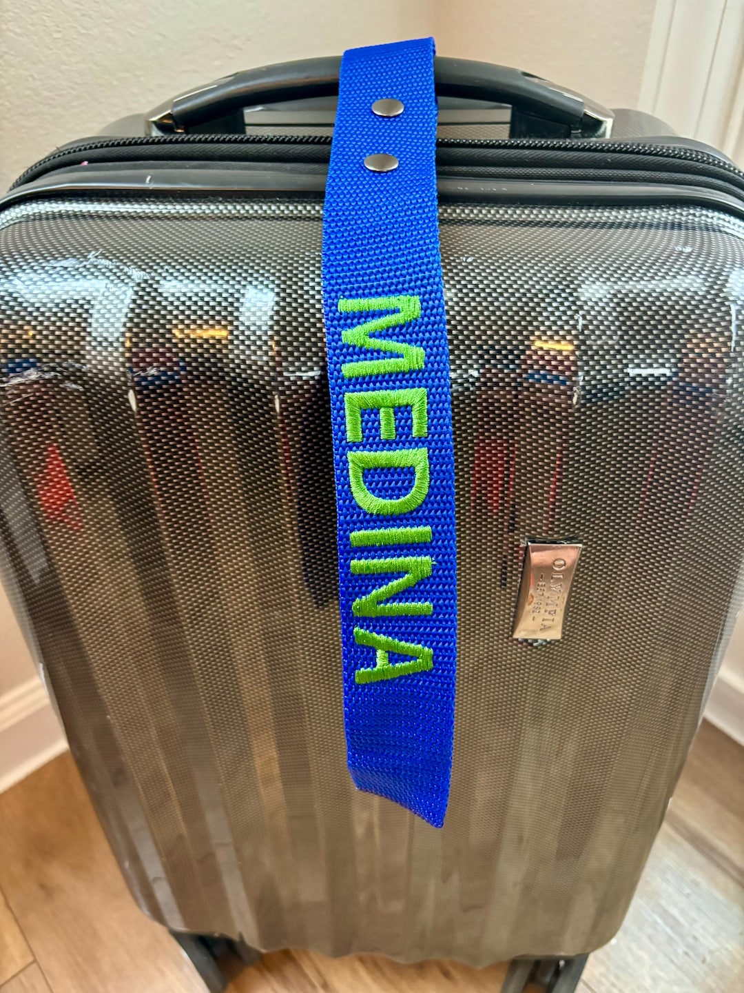 Personalized Embroidered Luggage Tag — Custom Bag ID Strap With Metal ...