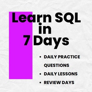 Learn SQL in 7 Days SQL SQLITE Postgresql - Etsy UK