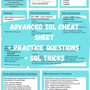 SQL Cheat Sheet + Practice Questions | Data Analyst Guides | PDF ...