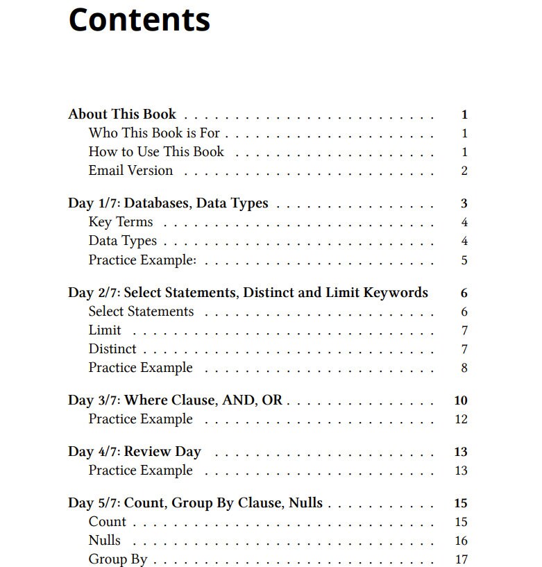 Learn Sql In 7 Days Sql Sqlite Postgresql Etsy Uk
