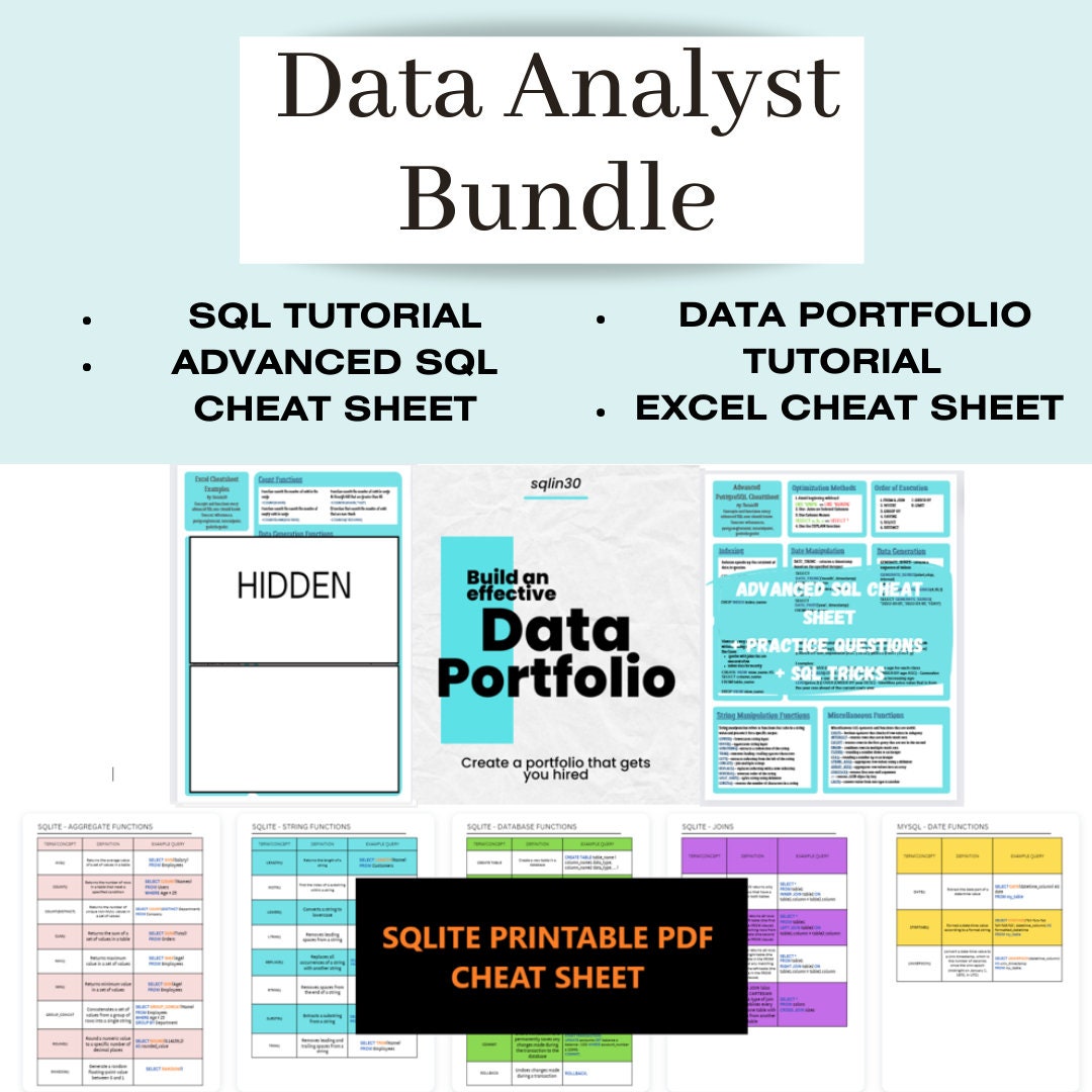 Aspiring Data Analyst Bundle Sql Mysql Sqlite Excel Portfolio Projects Etsy