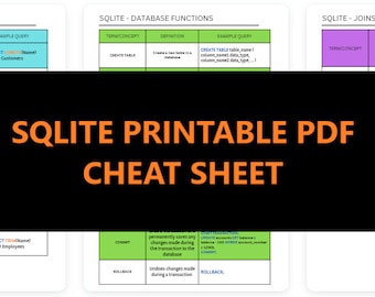 MYSQL Cheat Sheet Printable PDF - Etsy
