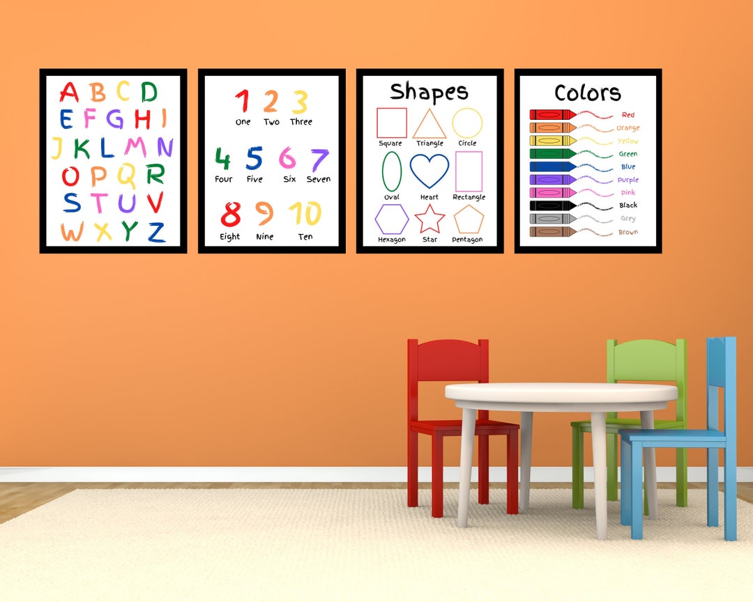 Kid's Educational Prints ABC Poster 123 Poster Shapes Poster Colors ...
