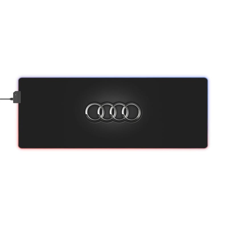 Audi Car Logo RGB LED Gaming Mouse Pad, White & Colorful Design, Gaming ...