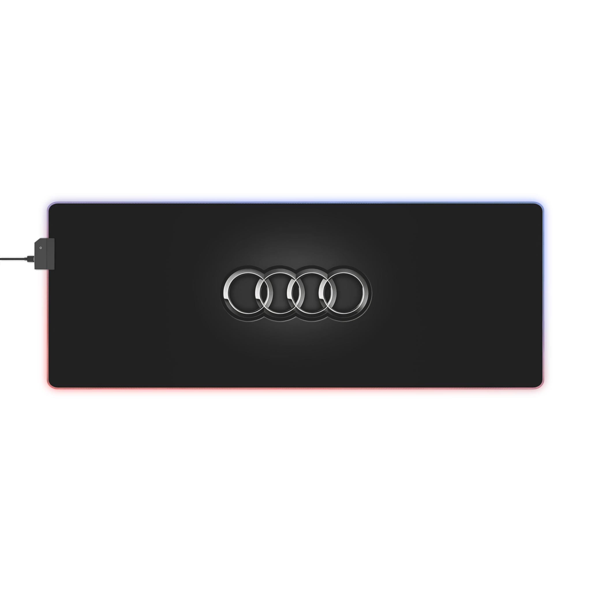 Audi Car Logo RGB LED Gaming Mouse Pad, White & Colorful Design, Gaming ...