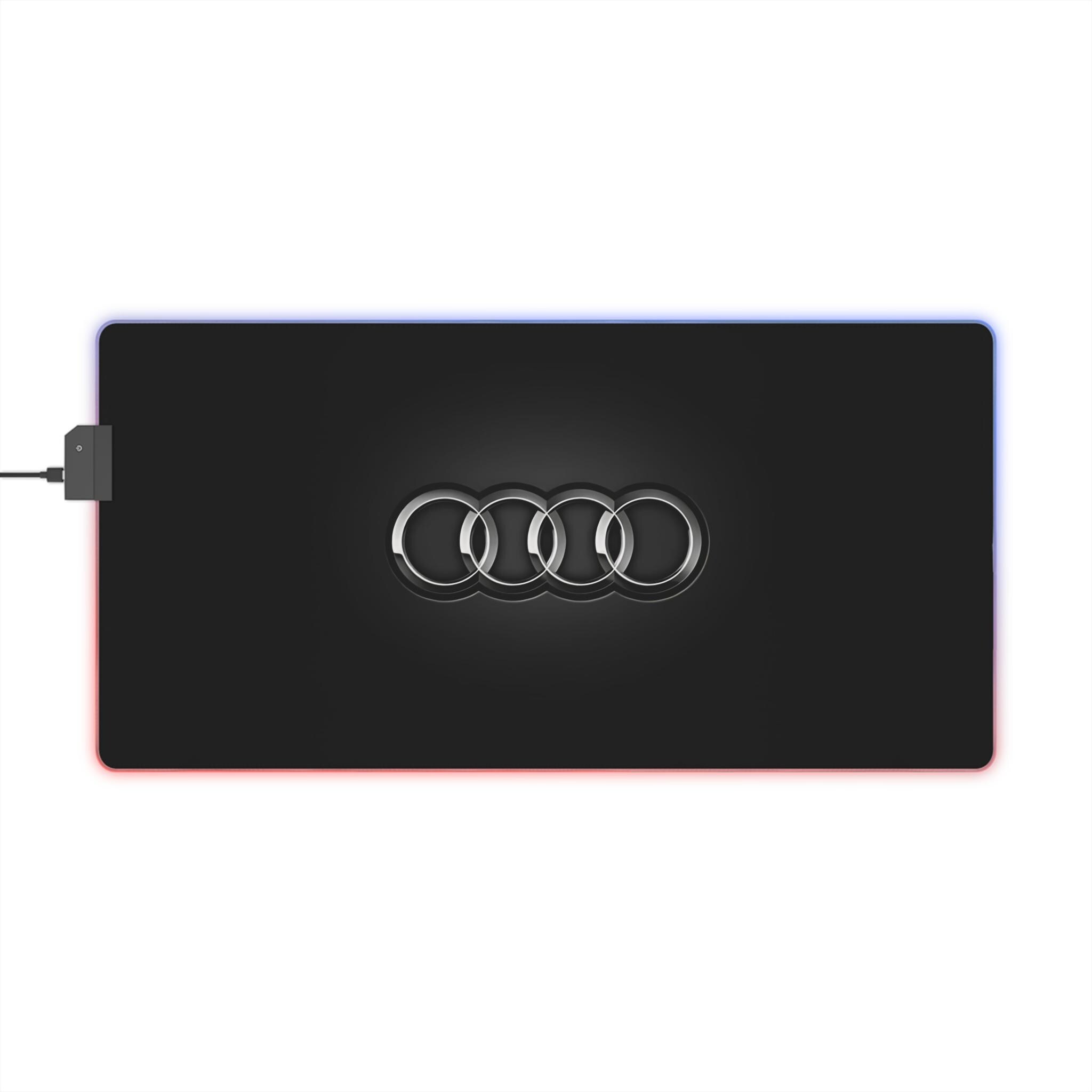 Audi Car Logo RGB LED Gaming Mouse Pad, White & Colorful Design, Gaming ...