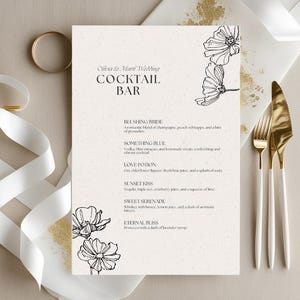 Wedding Cocktail Menu Template, Minimalist Printable Cocktail Menu ...