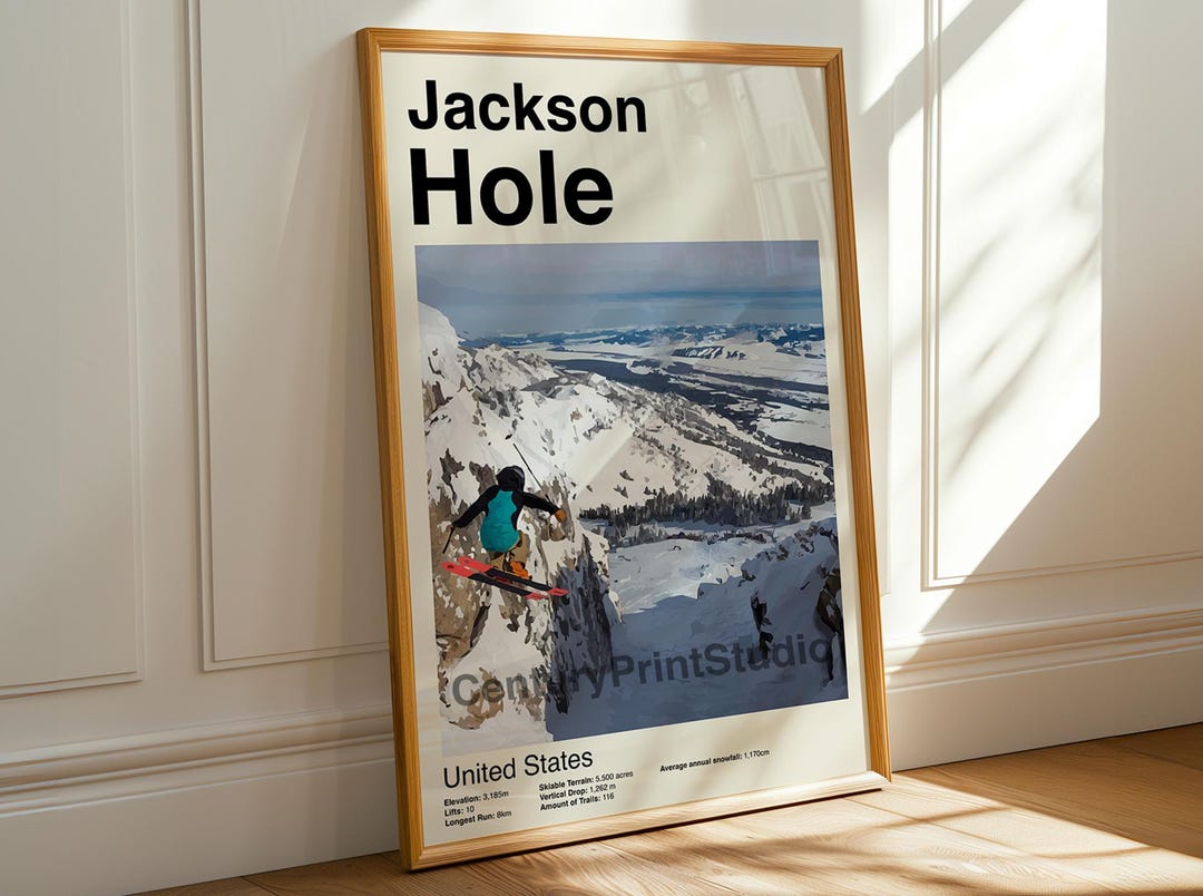 Jackson Hole Ski Resort Poster, Vintage Wyoming Mountain Art Print - Etsy