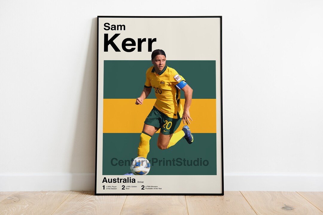 Sam Kerr Poster, 16 X 24 Australia Football Minimalist, Mid-century ...