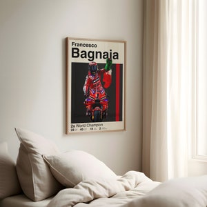 Pecco Bagnaia Poster, Motogp Ducati Minimalist, Mid-century Modern ...