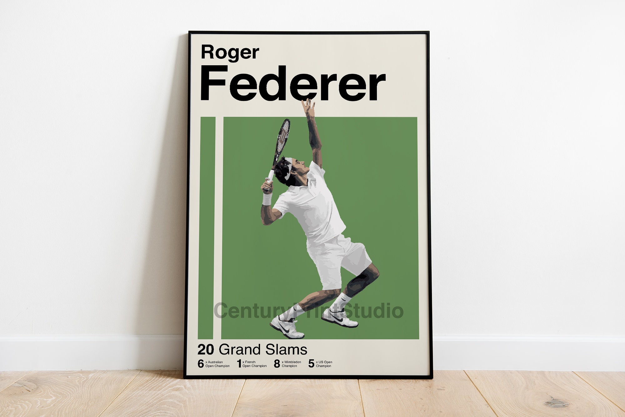 Roger Federer Poster, 16 X 24 Tennis Minimalist, Mid-Century Premium ...