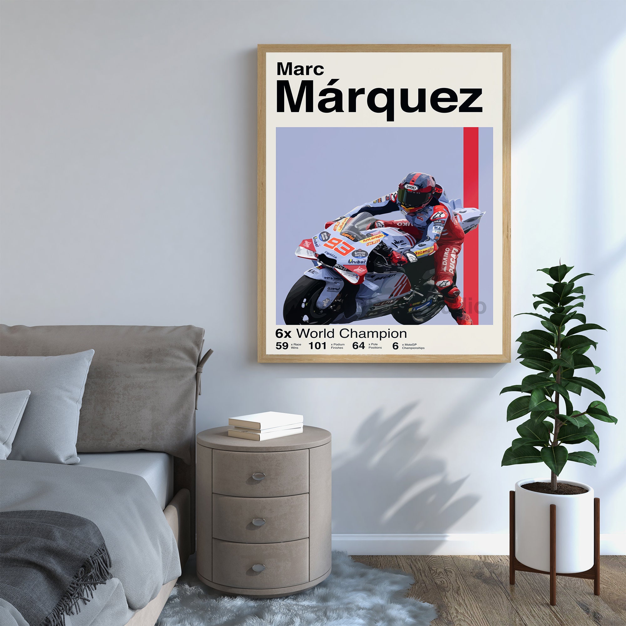 Marc Márquez Poster, Motogp Ducati Minimalist, Mid-century Modern Print ...