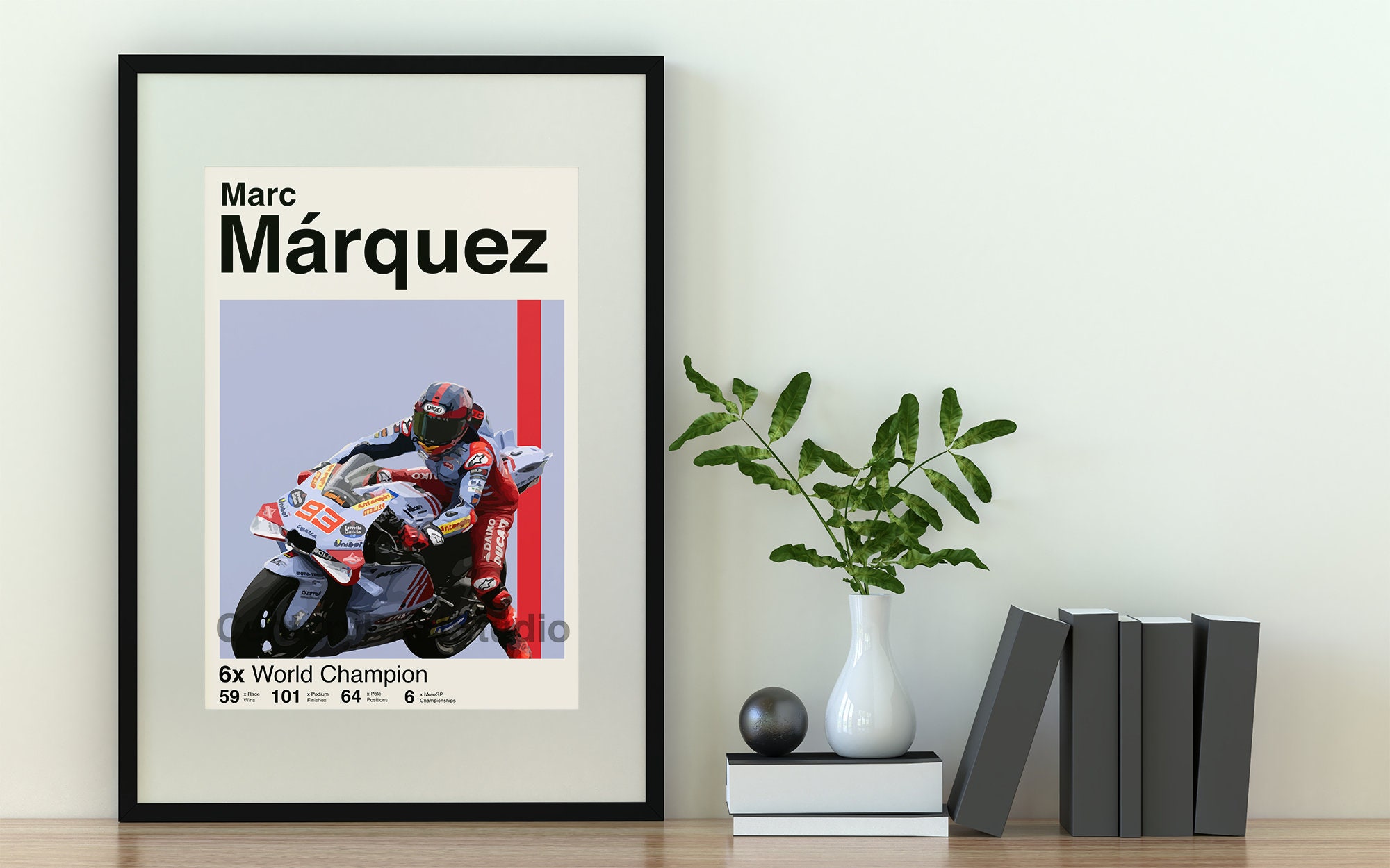 Marc Márquez Poster, Motogp Ducati Minimalist, Mid-century Modern Print ...
