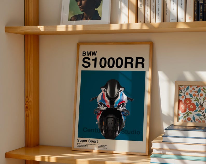 BMW S1000RR Poster, Minimalist German Superbike Art, Motorcycle Print ...
