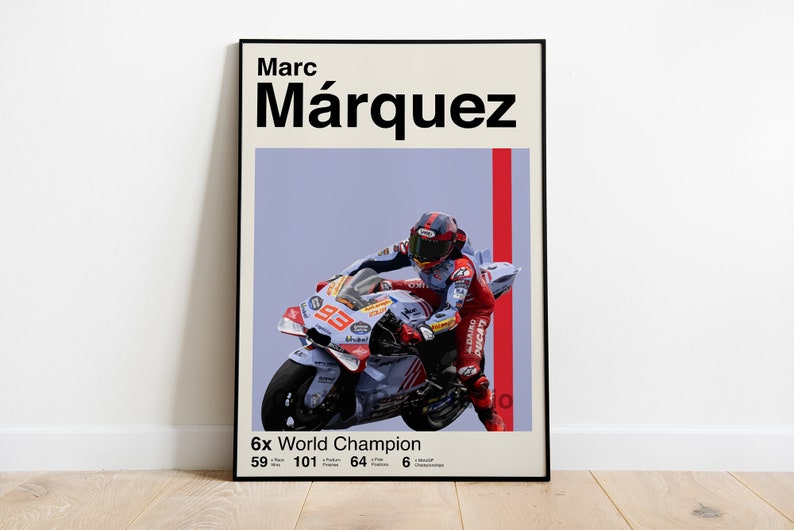 Marc Márquez Poster, Motogp Ducati Minimalist, Mid-century Modern Print ...