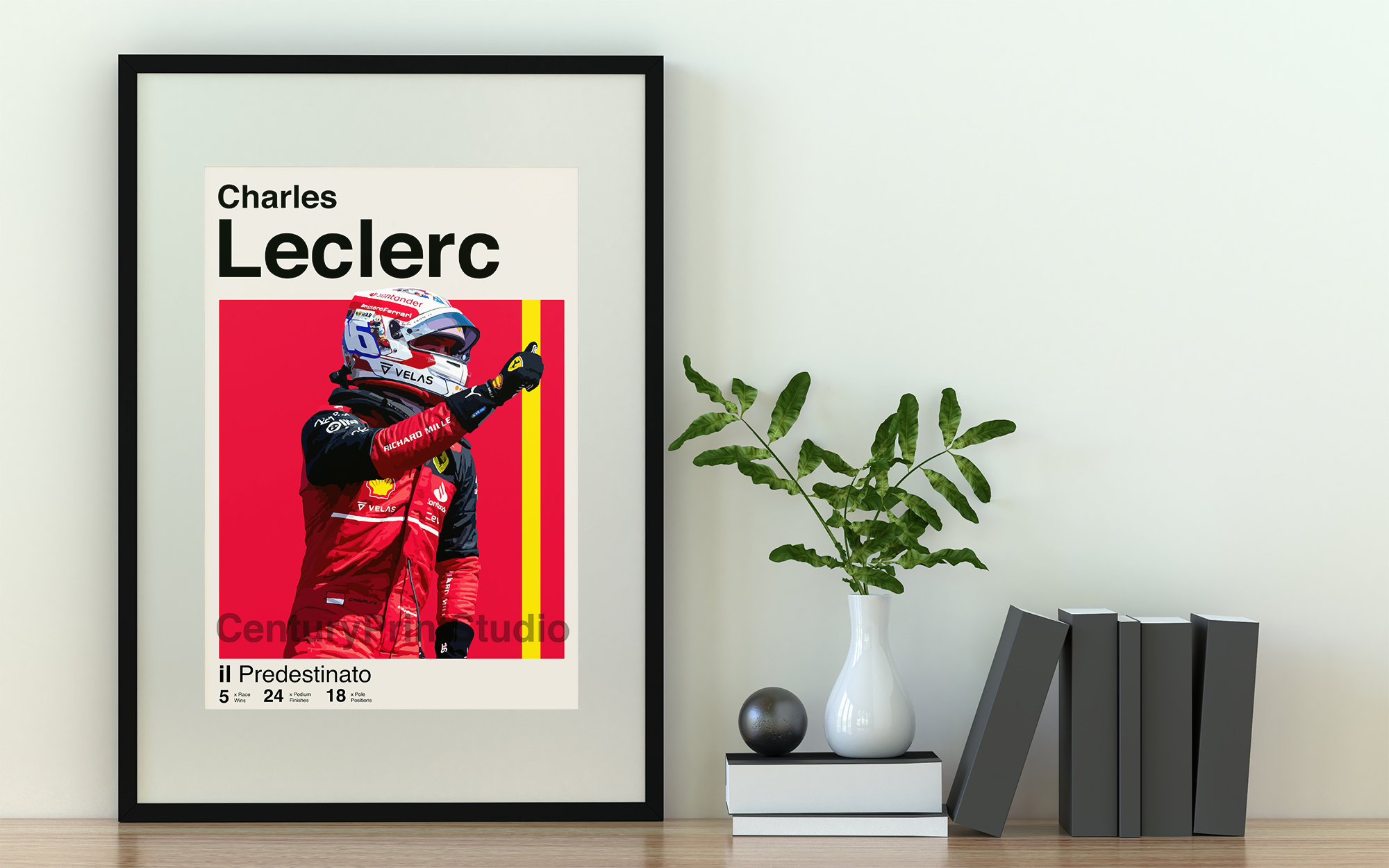 Charles Leclerc Inspired Poster, Ferrari Formula 1 Minimalist, Mid ...